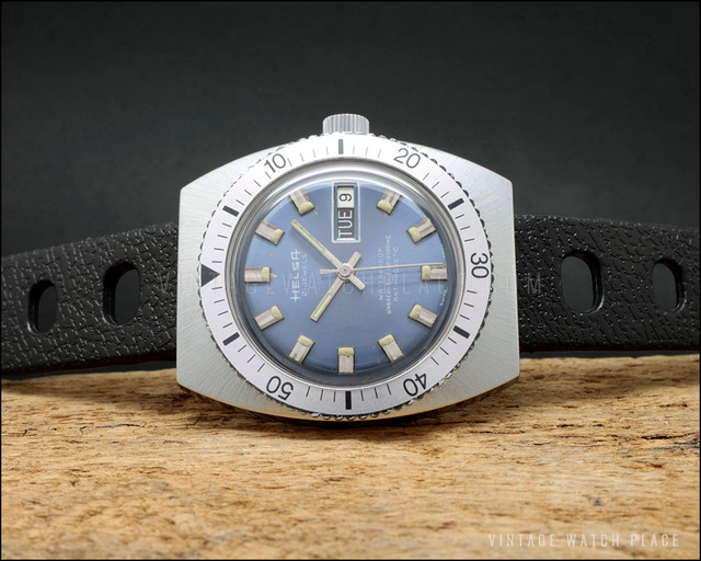 New Old Stock Helsa rare Diver's vintage mechanical watch, Swiss made ...