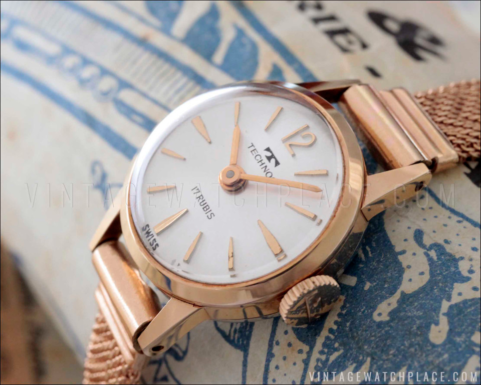 New Old Stock 60's Ladies' Tiny Technos cocktail jewel bracelet watch ...