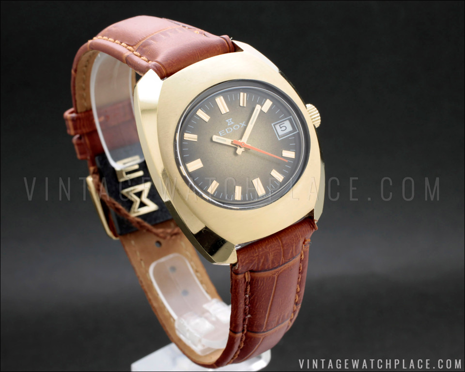 New Old Stock 70's Edox mechanical vintage watch, gold plated, AS 1951 ...