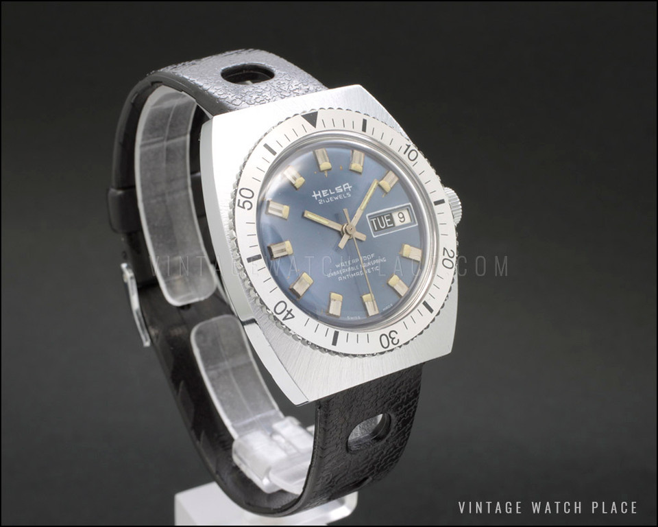 New Old Stock Helsa rare Diver's vintage mechanical watch, Swiss made ...