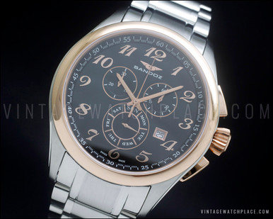 New Sandoz Chronograph, Sapphire crystal, rose gold plated & Stainless ...