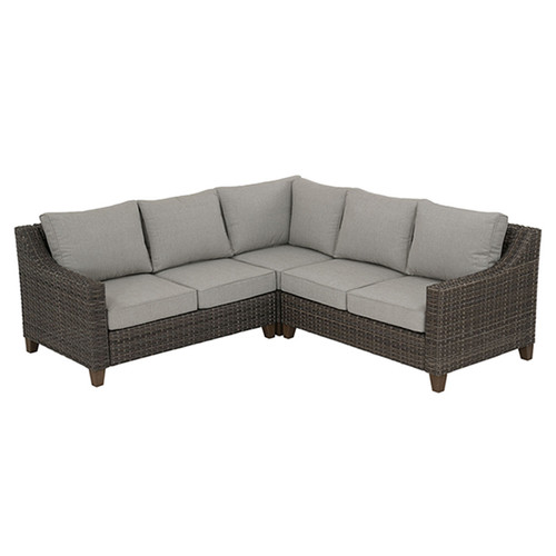 1 unit of allen + roth Castlefield Brown Wicker Outdoor Sectional (3 ...