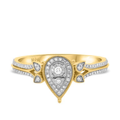 Edith 1/4 ct tw. Diamond Pear Cluster Engagement Ring 10K Yellow Gold ...