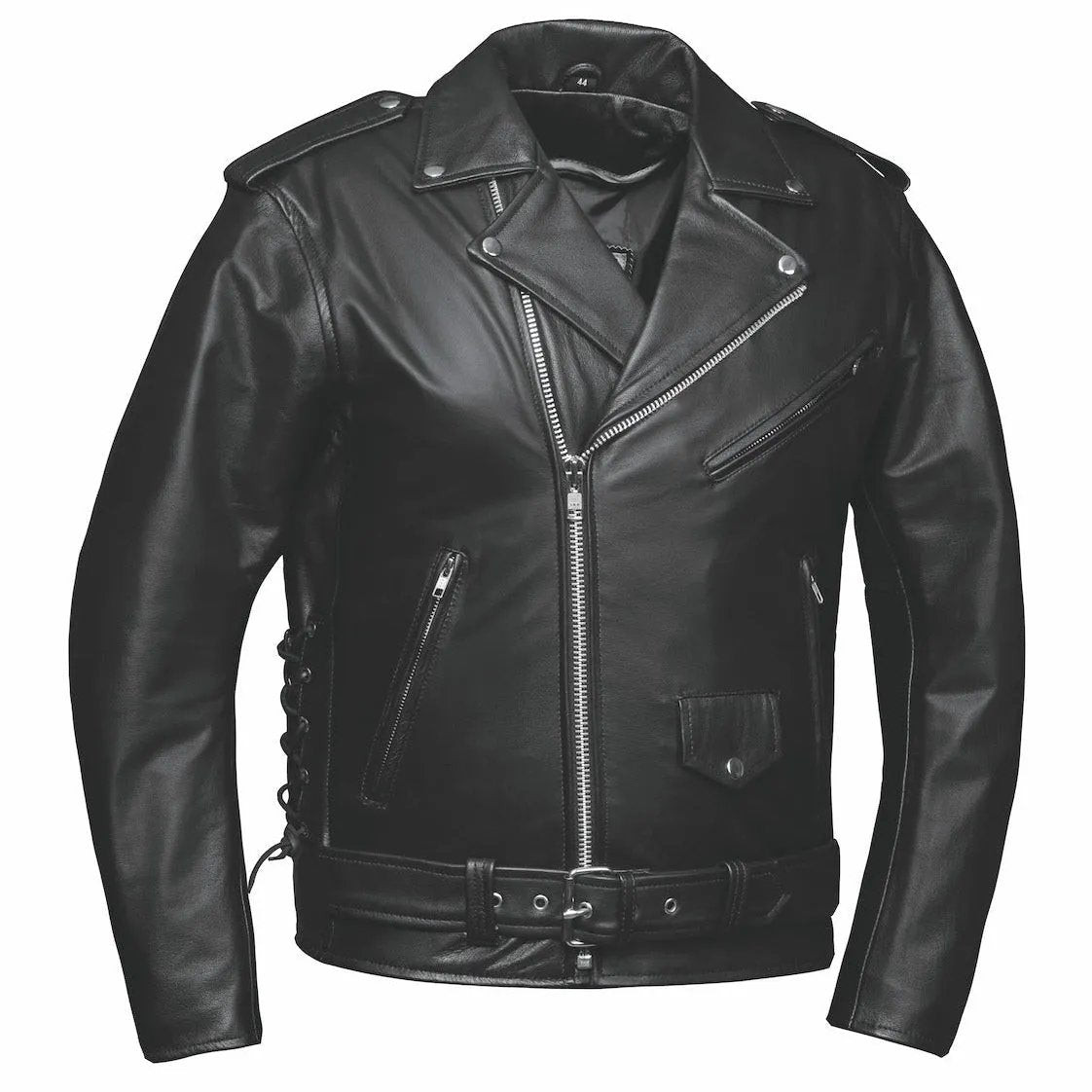 Men’s UNIK Leather Biker Jacket – Side-Lace Classic Motorcycle Jacket