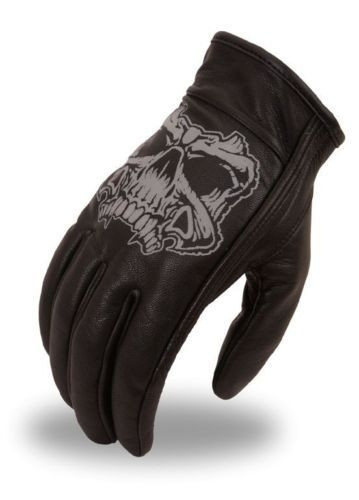 Reflective Skull Leather Motorcycle Gloves | First Classics | Leather ...
