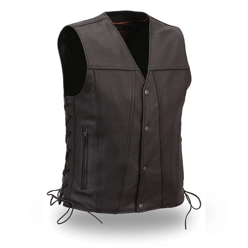 Men's Gambler Leather Motorcycle Vest by First MFG | Leather Bound NJ