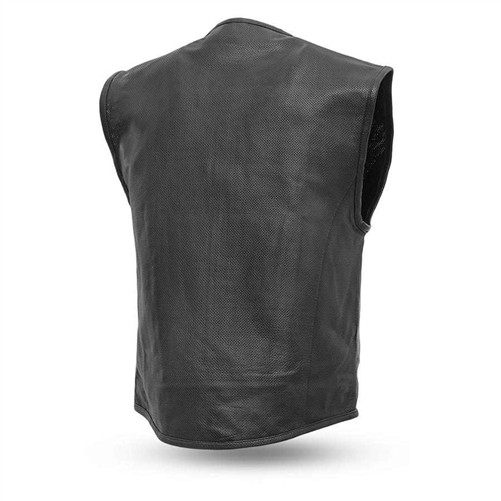 First Classics Perforated Leather Motorcycle Vest for Summer