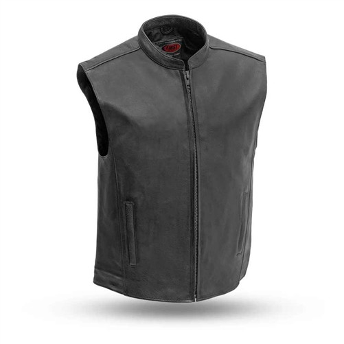 Men's Zip-Up Leather Motorcycle Vest by First MFG | Leather Bound NJ
