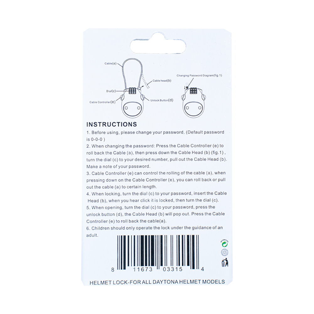 Retractable Cable Helmet Lock | Daytona | Leather Bound NJ