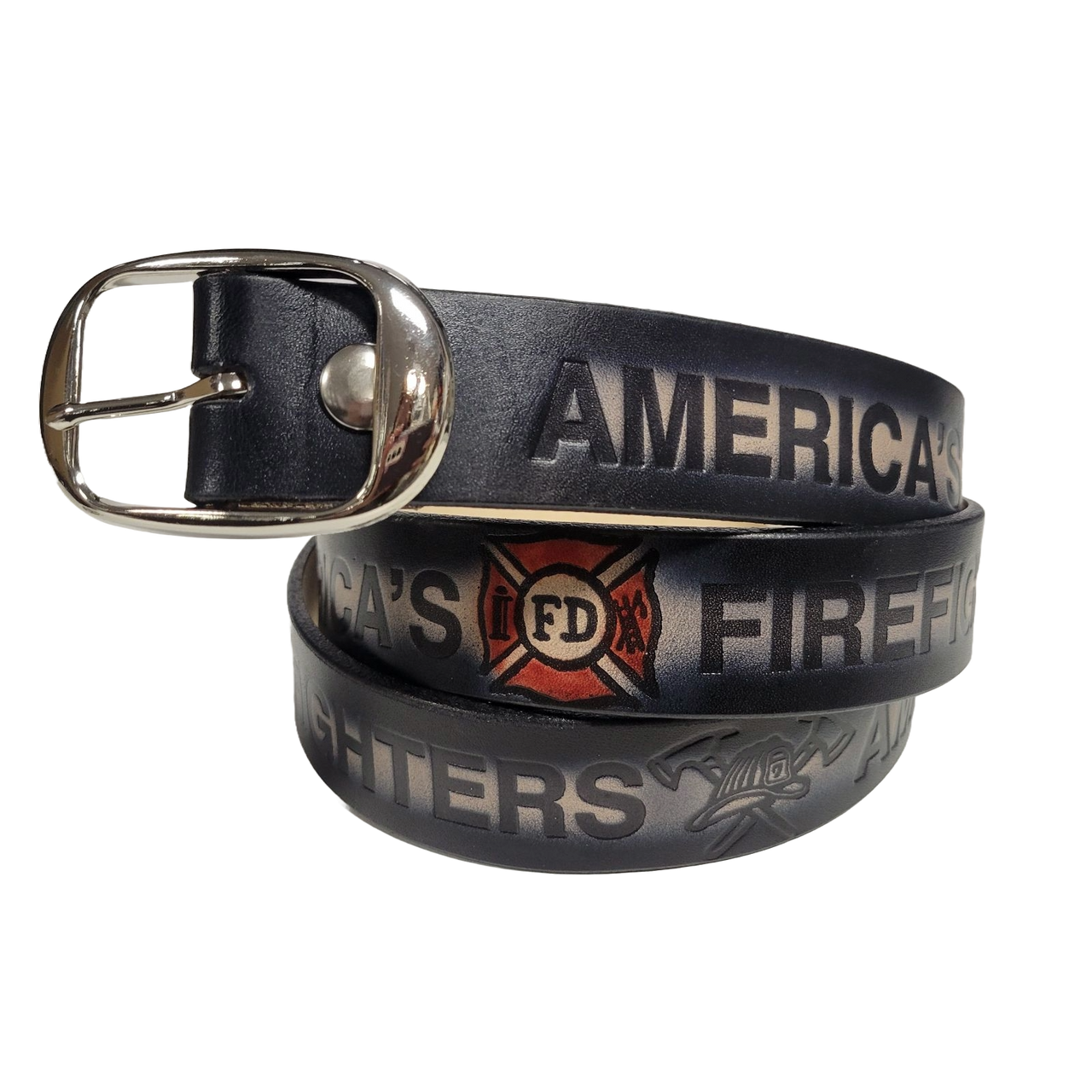 America's Firefighter Embossed Leather Belt | Leather Bound, NJ – USA ...