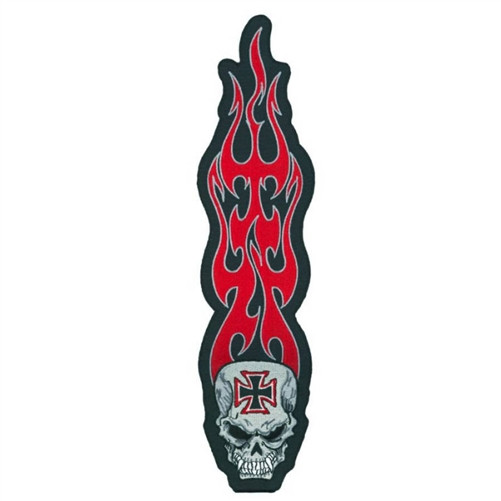 Large Red Flaming Skull Patch | Lethal Threat | Leather Bound NJ