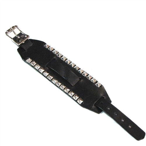 Black Studded Leather Wide Watch Band | USA Made | Leather Bound NJ