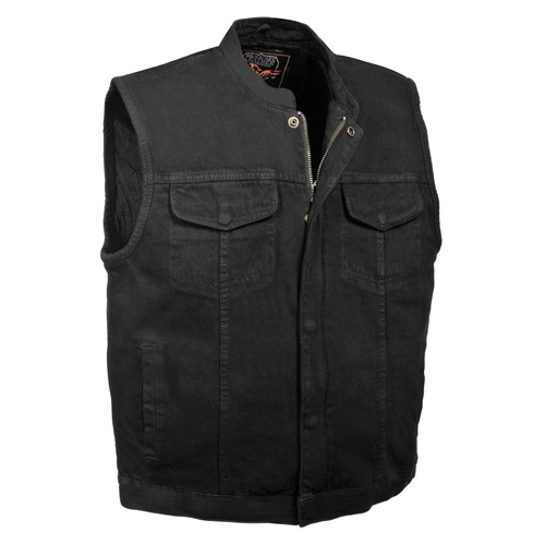 Black Denim Motorcycle Vest with Concealed Carry by Milwaukee | Leather ...