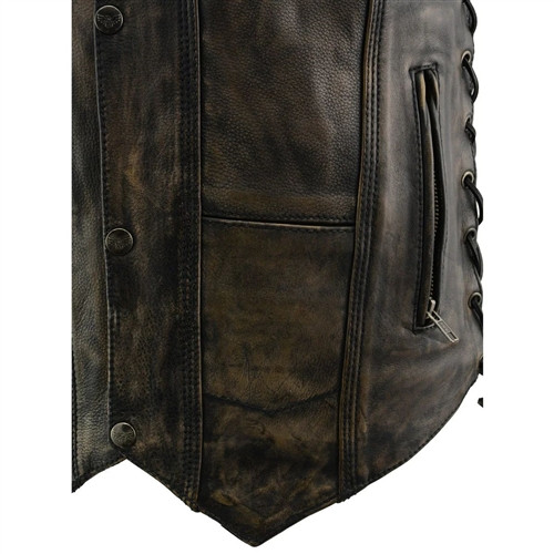 Milwaukee Leather Men's Distressed Brown Motorcycle Vest