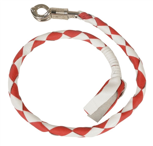 Red & White Get Back Motorcycle Whip | Leather Bound NJ