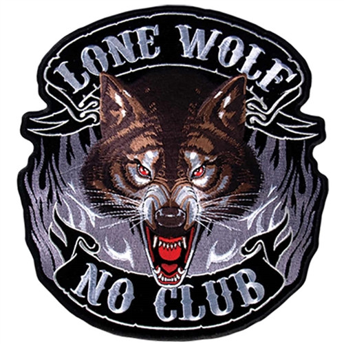 10″ Lone Wolf Motorcycle Patch – Big Biker Vest Patch for Riders
