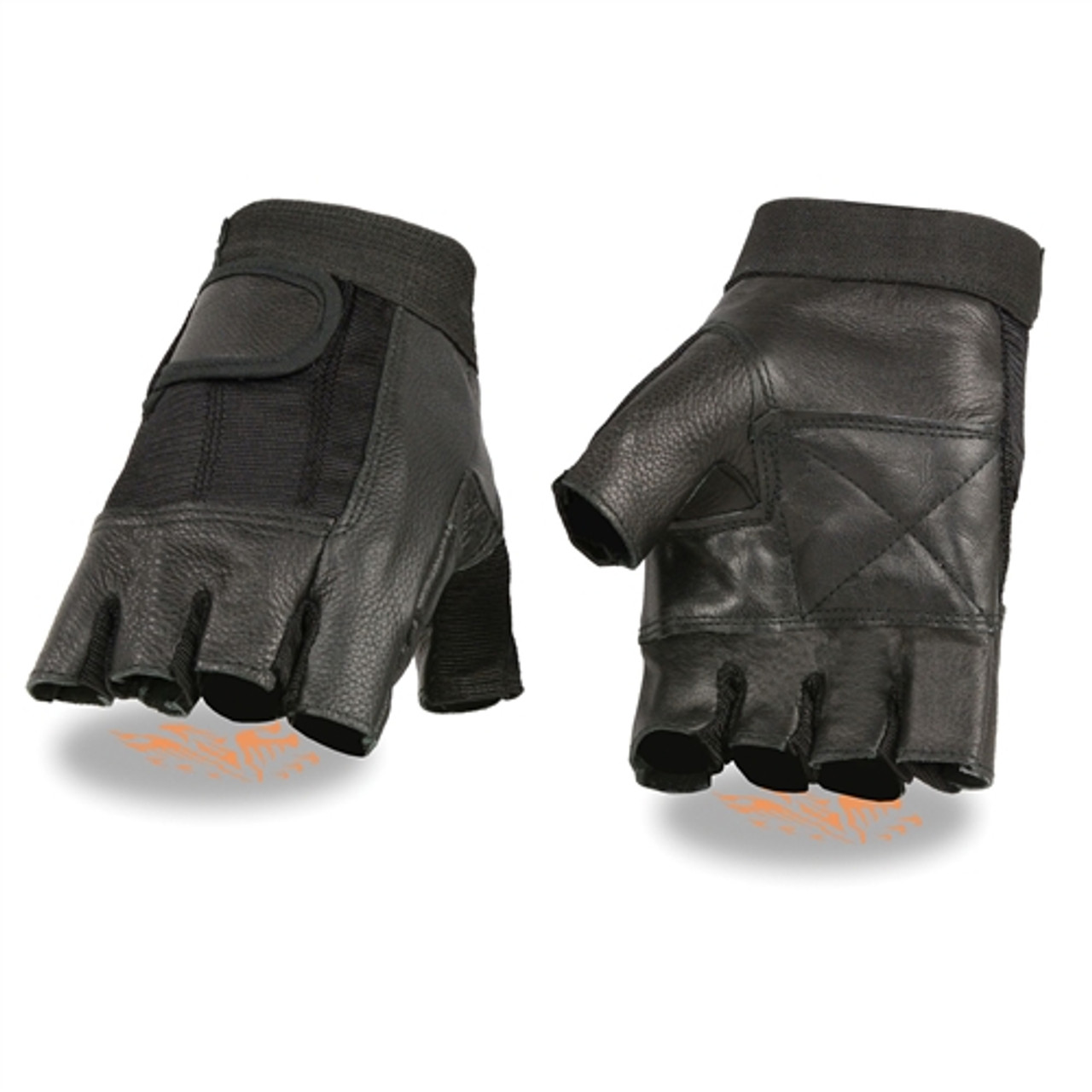 Lightweight Spandex And Leather Fingerless Motorcycle Gloves