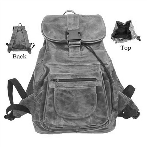 Large Black Leather Back Pack, Genuine Cowhide