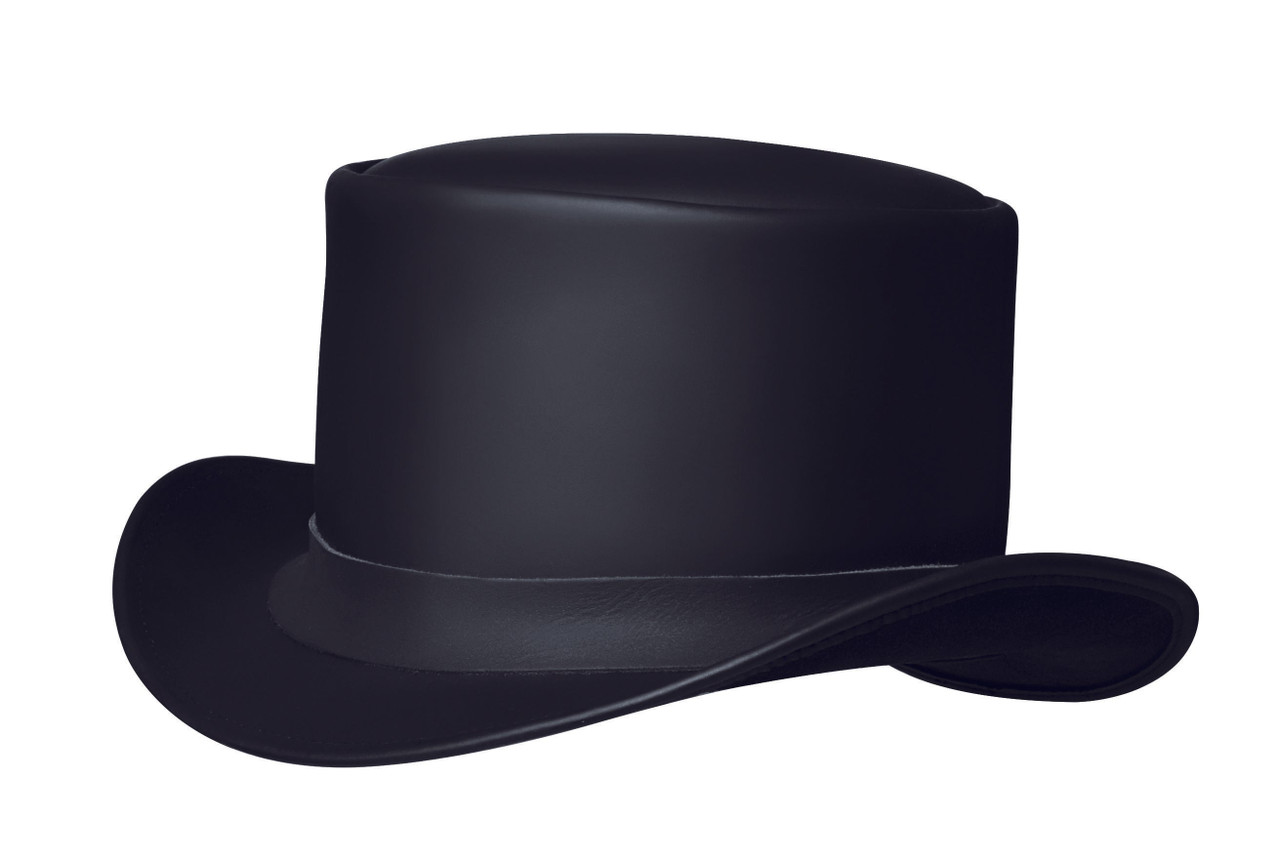 Men's Black Leather Top Hat | Derringer Unik | Leather Bound NJ