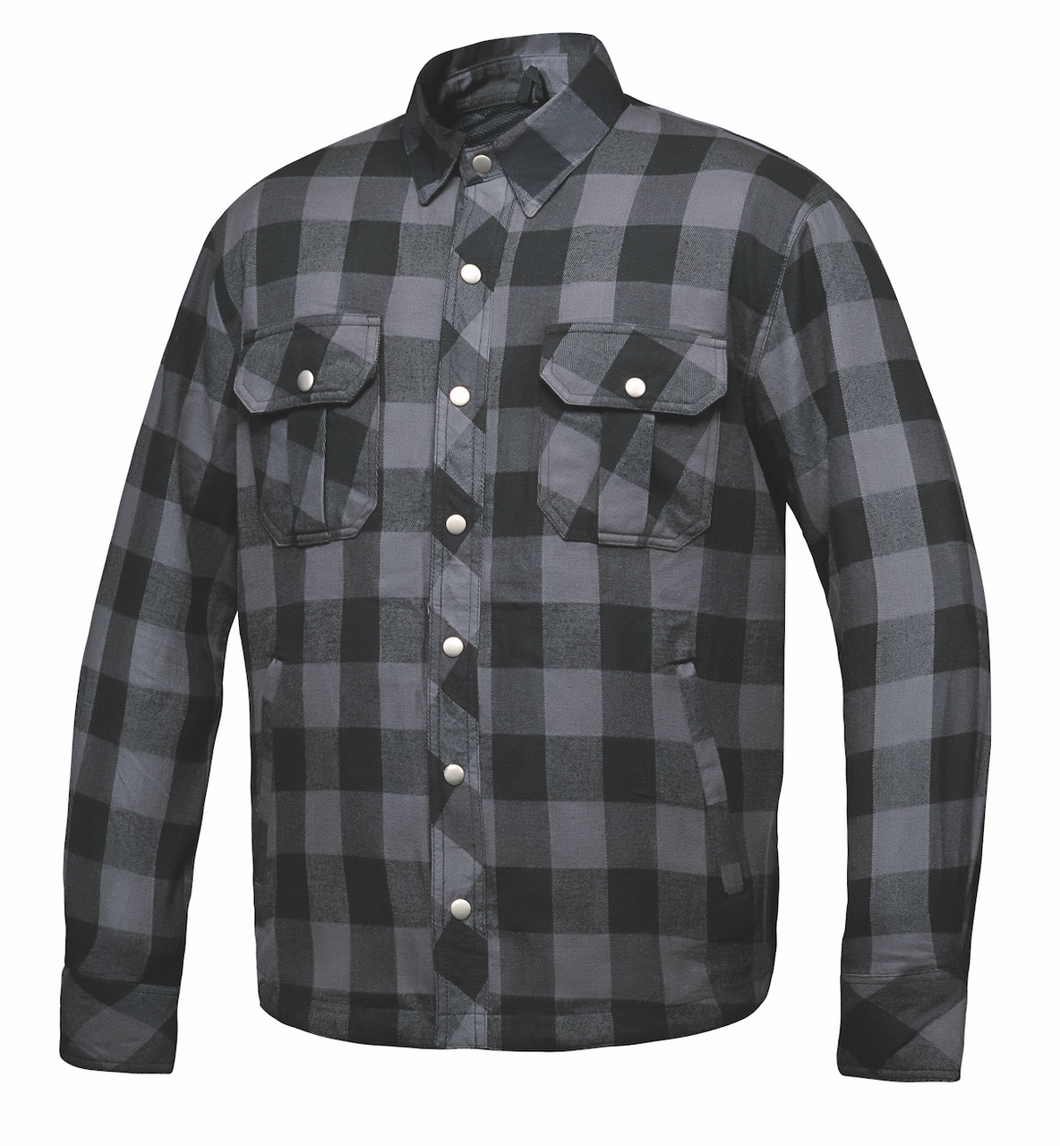 Gray Black Armored Flannel Motorcycle Shirt – Kevlar Reinforced Men’s ...