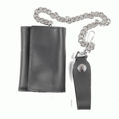 Black Leather Biker Chain Wallet | Motorcycle Wallet with Chain