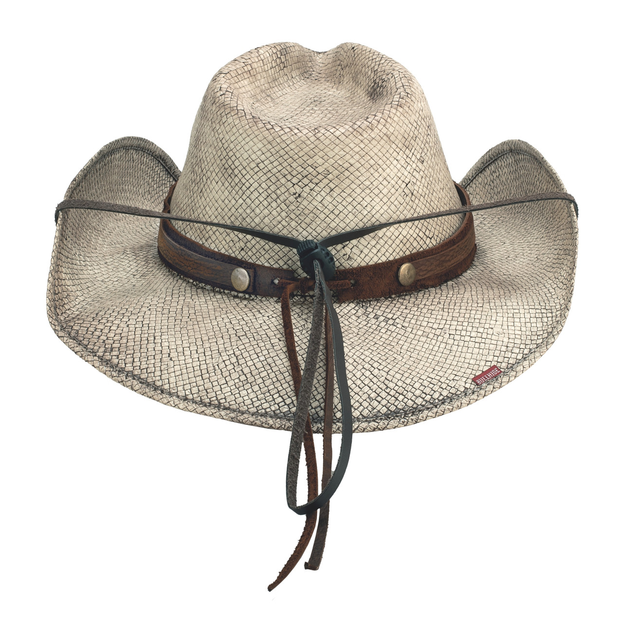 Bullhide Men's Distressed Straw Cowboy Hat w/ Studded Band