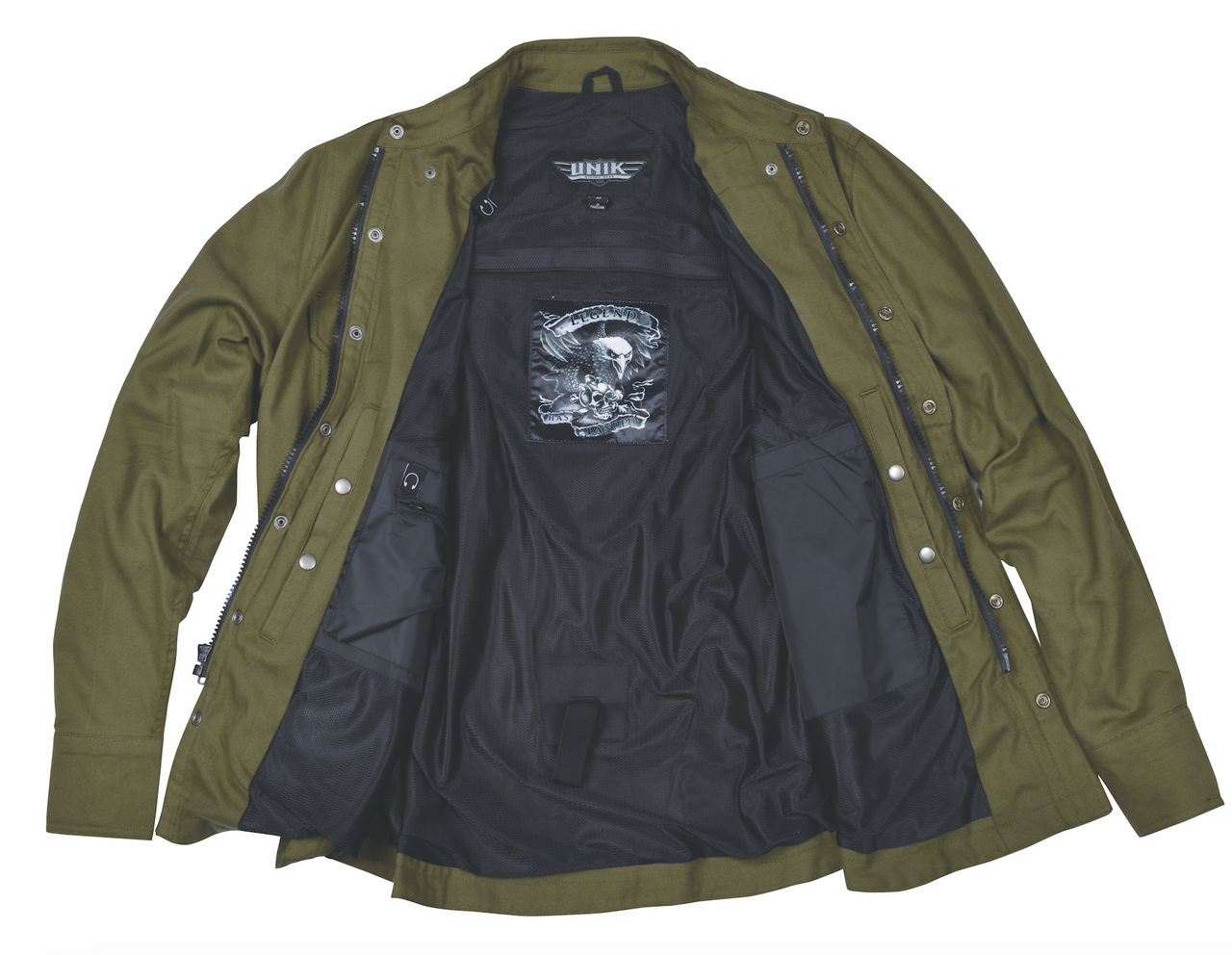 Olive Green Motorcycle Shirt Jacket with Body Armor Protection for Safety