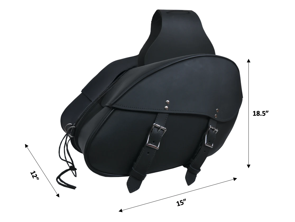 Black Leather Throw-Over Saddle Bags - Unik | Leather Bound NJ