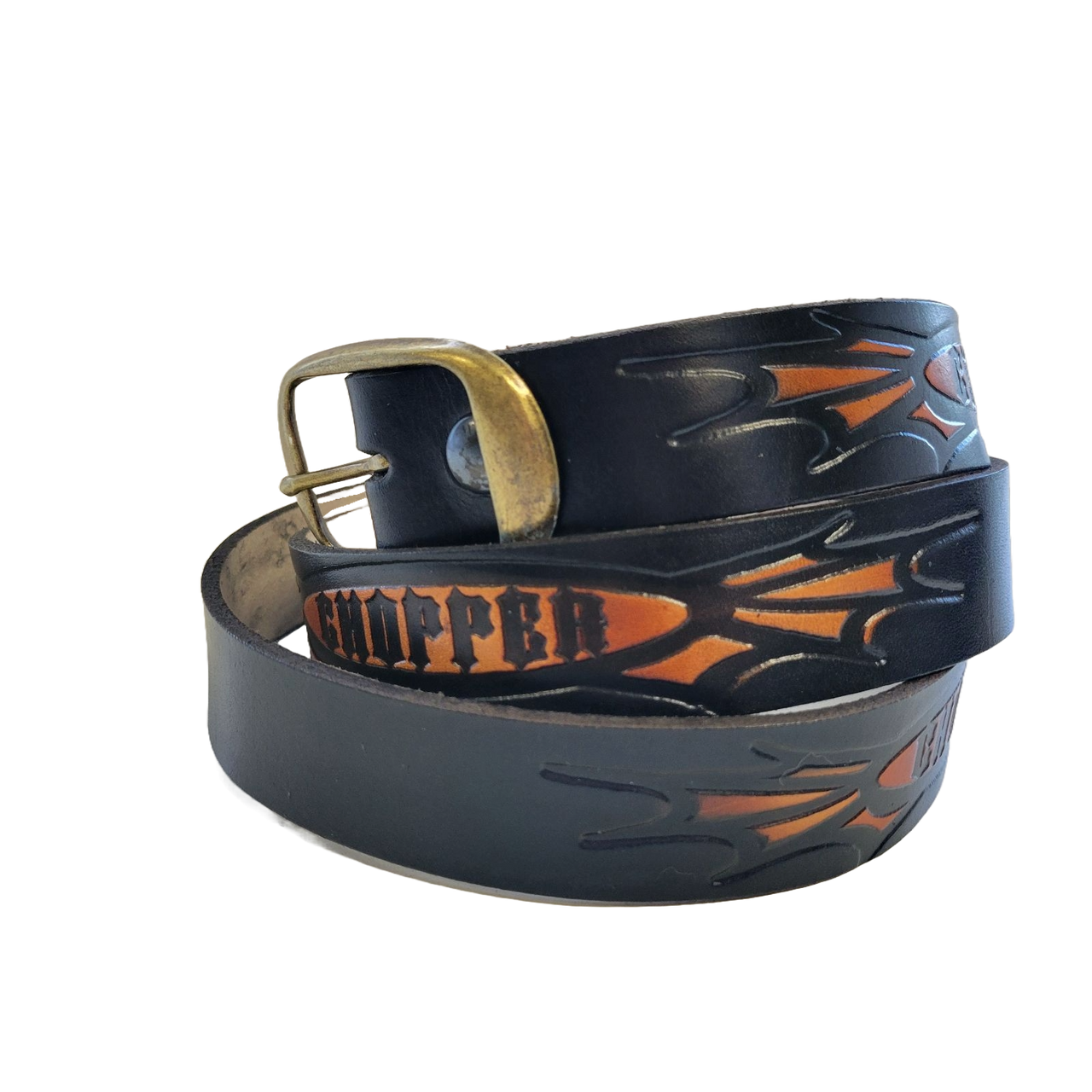 Chopper Biker Embossed Leather Belt | Leather Bound NJ