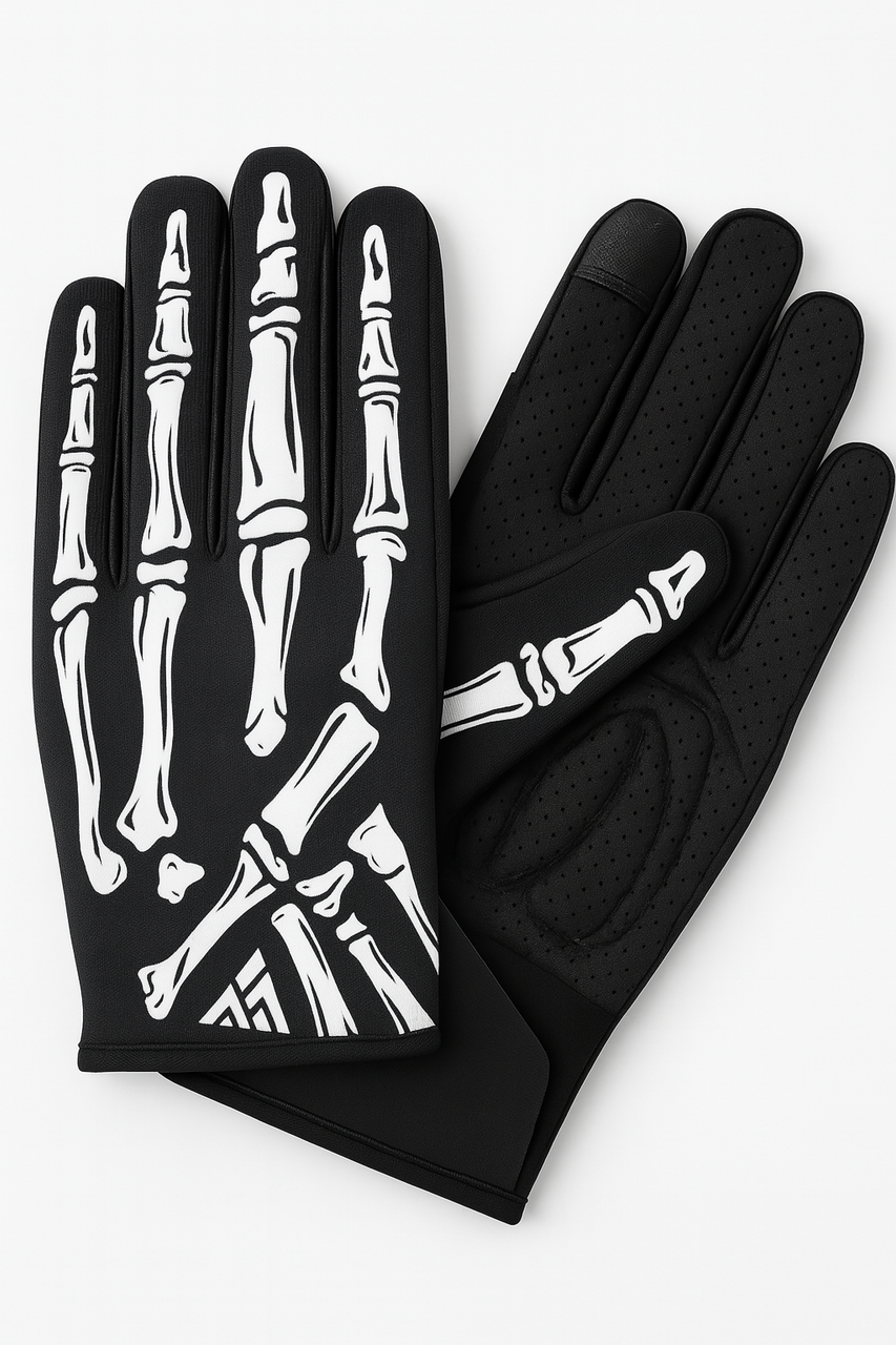 Men's Skeleton Motorcycle Gloves, Perforated for Summer | Leather Bound NJ