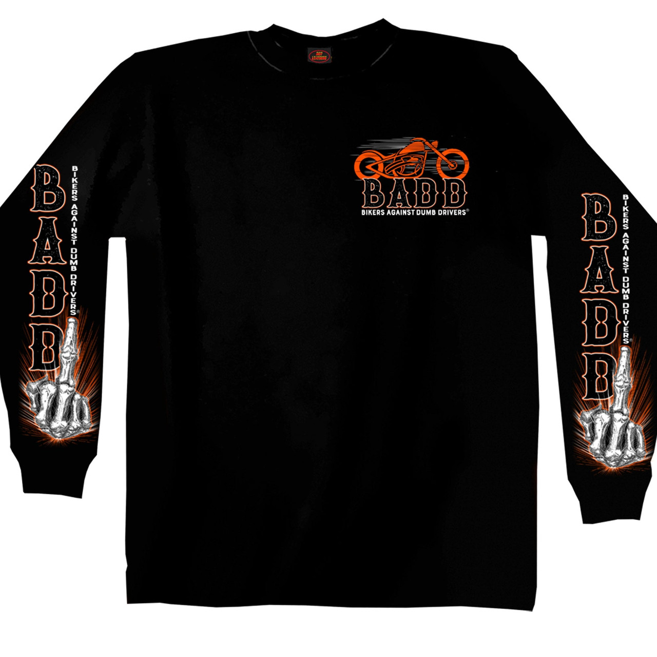 Back Off Middle Finger Biker Long Sleeve Shirt - Leather Bound NJ