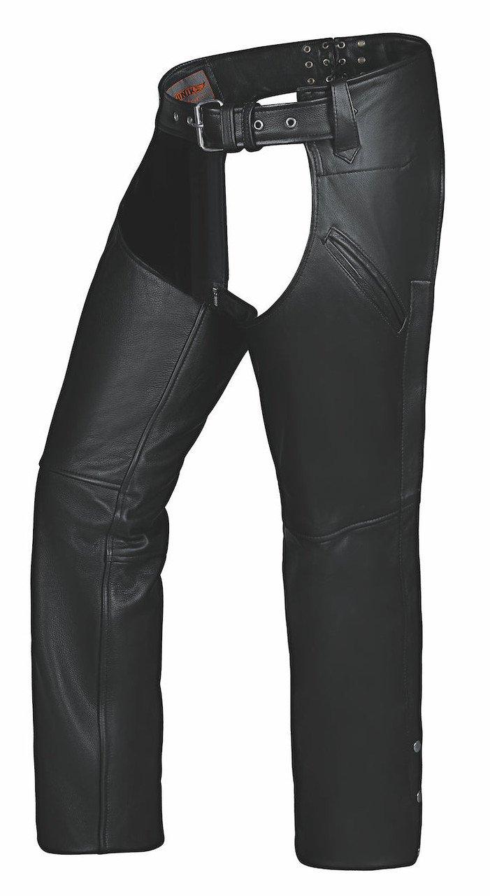 Unik Premium Leather Motorcycle Chaps - Deep Pockets