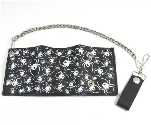 Spider Leather Biker Chain Wallet | Cowhide Motorcycle Wallet with Chain