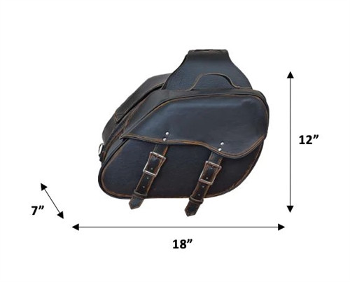 Unik Brown Leather Throw-Over Motorcycle Saddle Bags | Leather Bound NJ