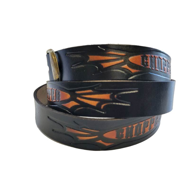 Chopper Biker Embossed Leather Belt | Leather Bound NJ