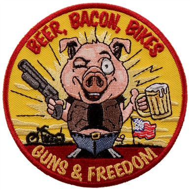 Beer Bacon Bikes Guns Patch | Hot Leathers | Leather Bound NJ