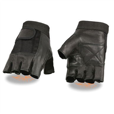 Leather Spandex Fingerless Motorcycle Gloves – Leather Bound NJ