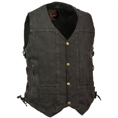 Men's Black Denim Motorcycle Vest on Sale at Leather Bound NJ
