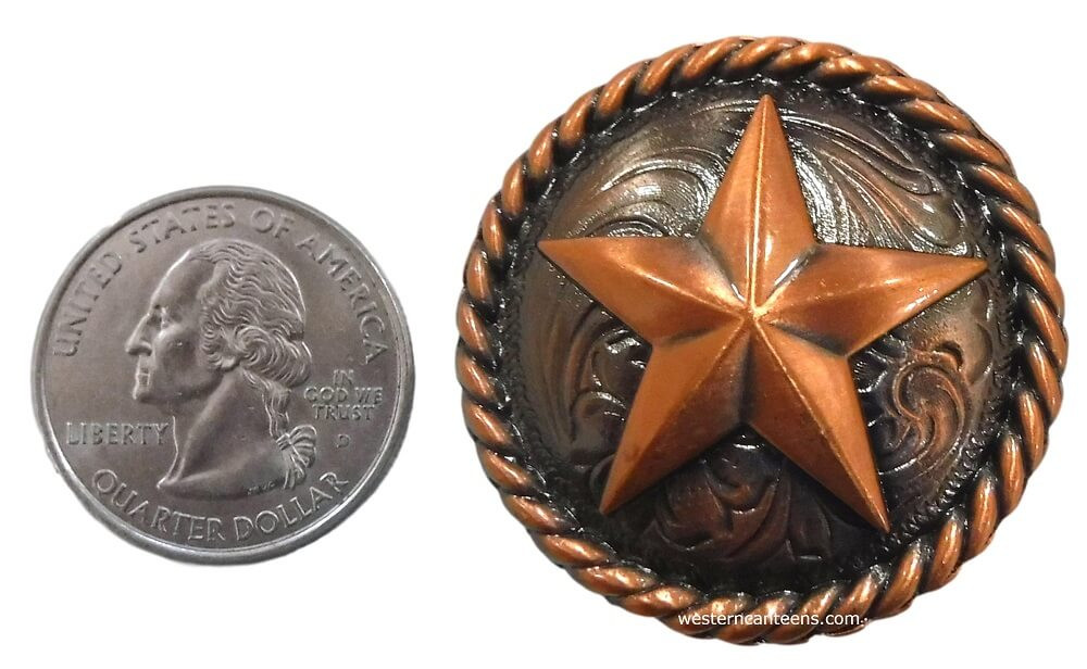 Western Star Round Rope Edge Concho Antique Copper Size 1 1/2"