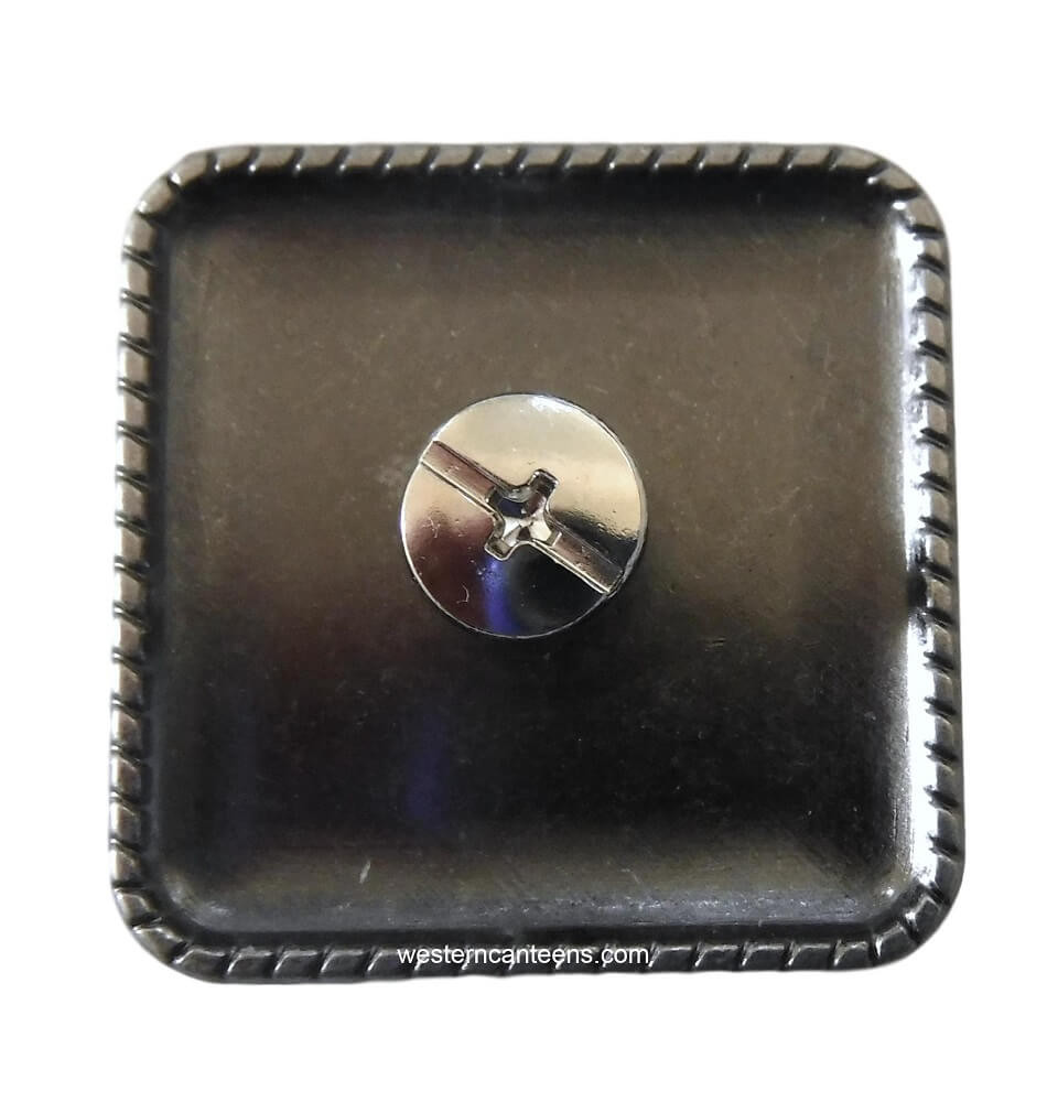 Square Longhorn Western Concho Antique Silver Size 1 1/2