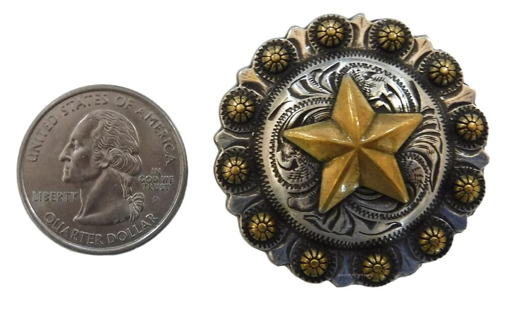 Western Berry Star Concho Antique Gold & Silver Size 1 1/2" C97