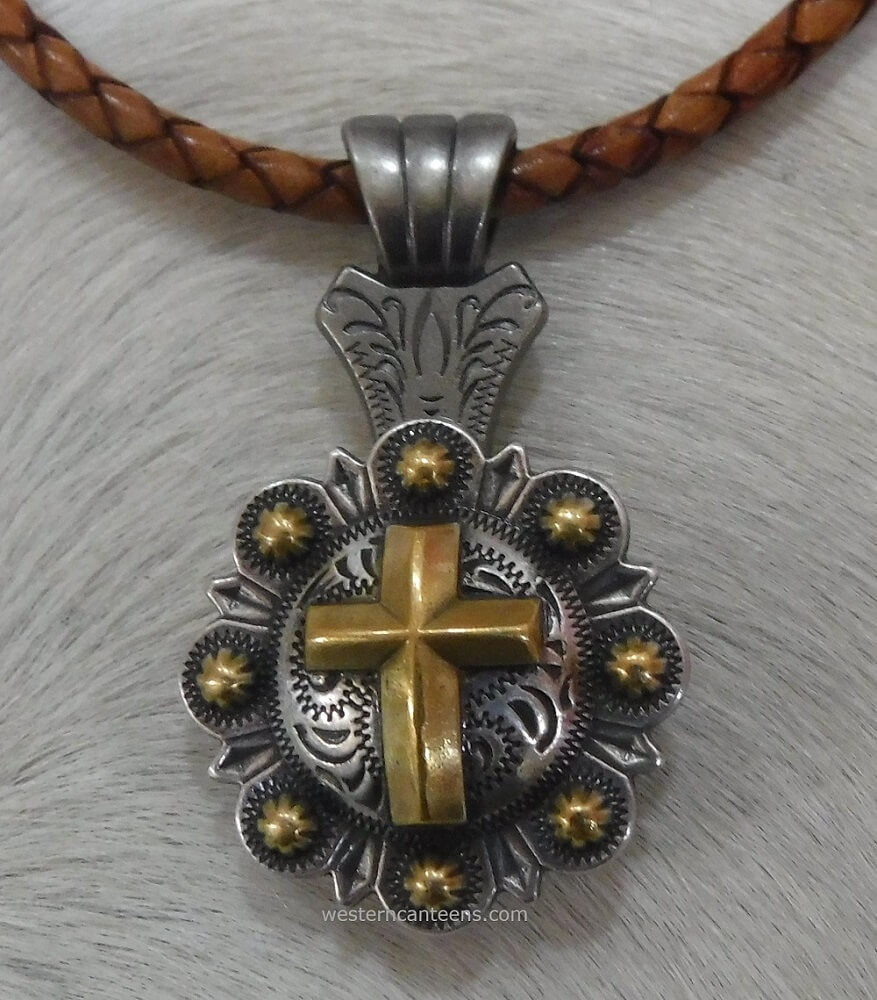 Cross Berry Concho- Antique Silver & Brass Size 1 1/2