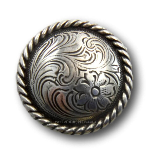 Round Rope Edge Concho Antique Silver Size 1 1/2