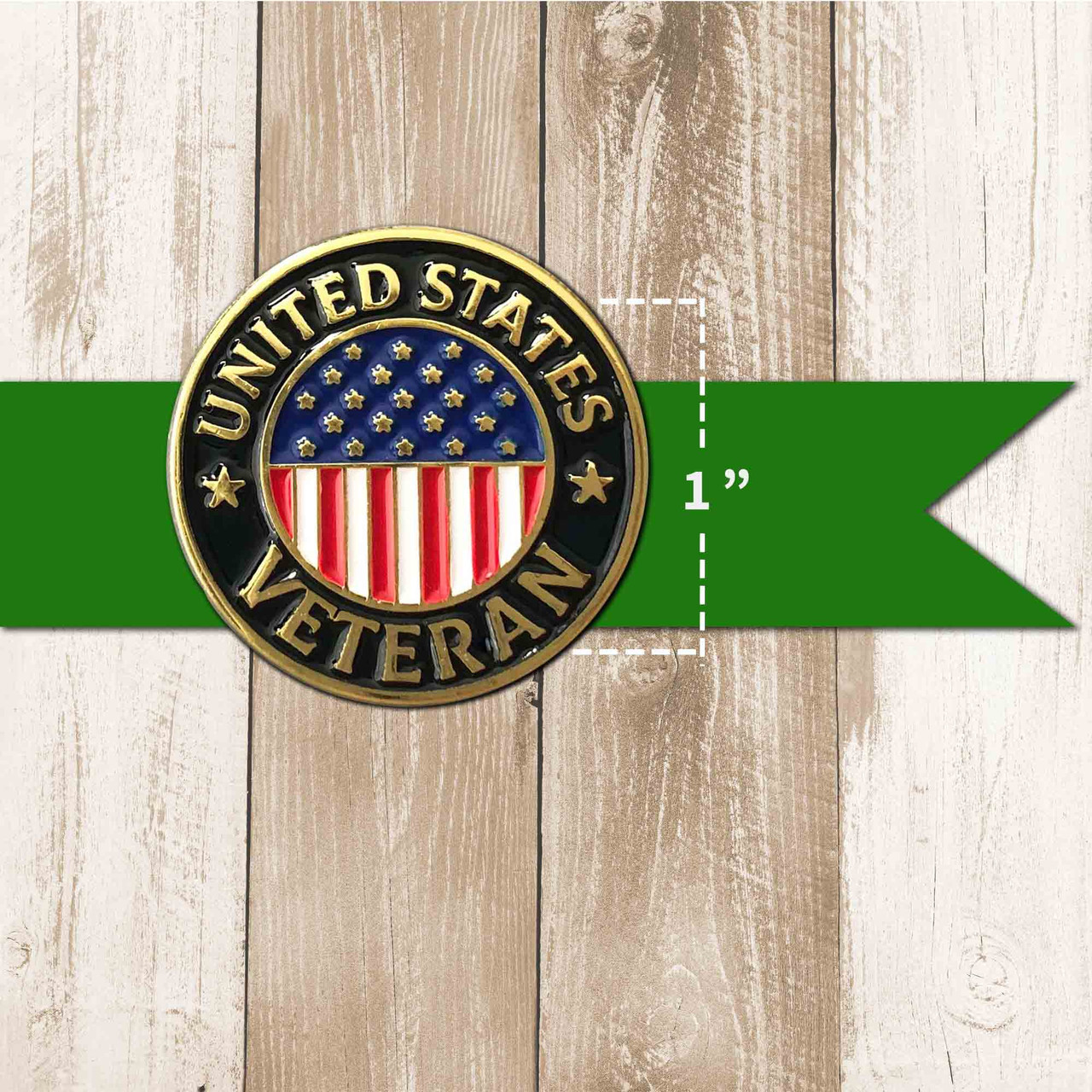 US Veteran Lapel Pin with US Flag Graphic