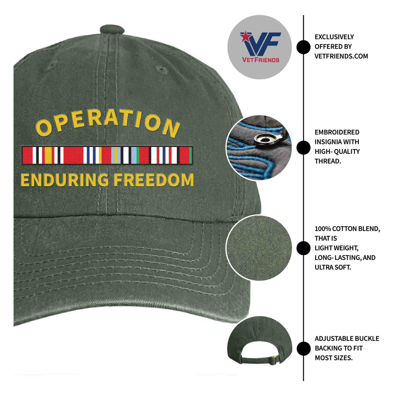 Operation Enduring Freedom Embroidered Hat with Service Ribbon