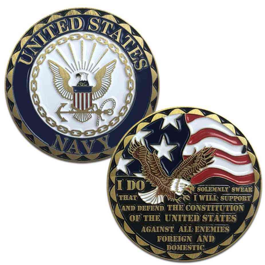 US Navy Challenge Coin with Shellback Crossing The Line Graphic