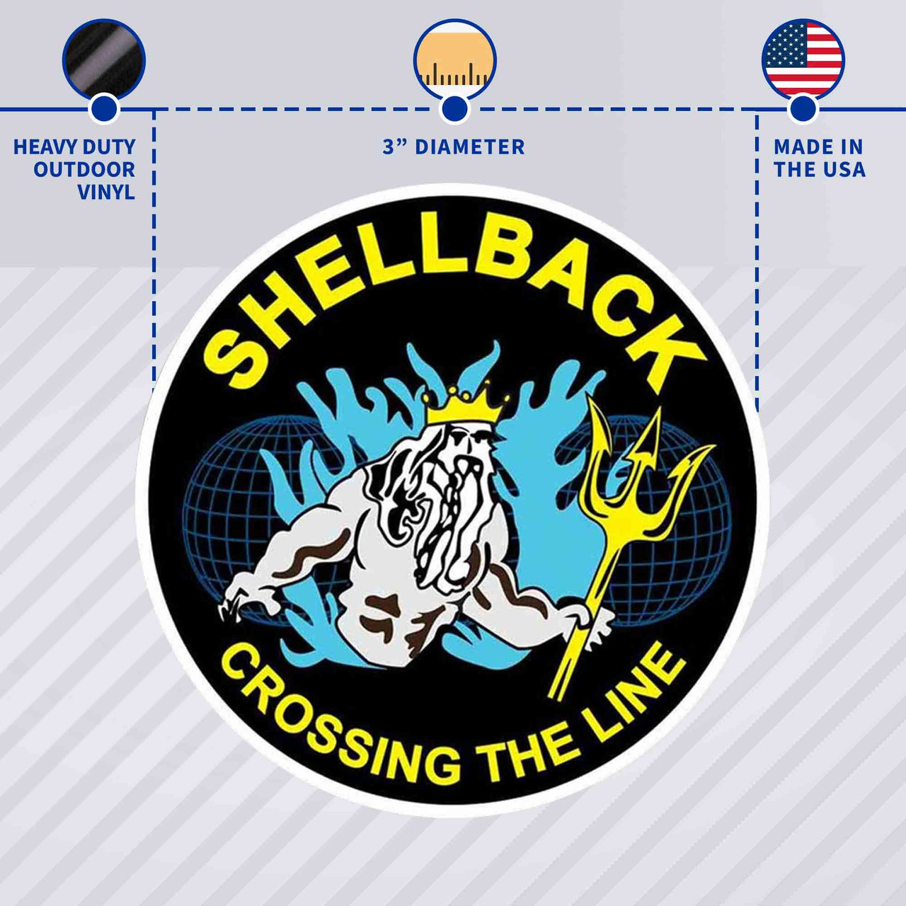 US Navy Shellback, Crossing the Line Circle Decal Quantity of (2)
