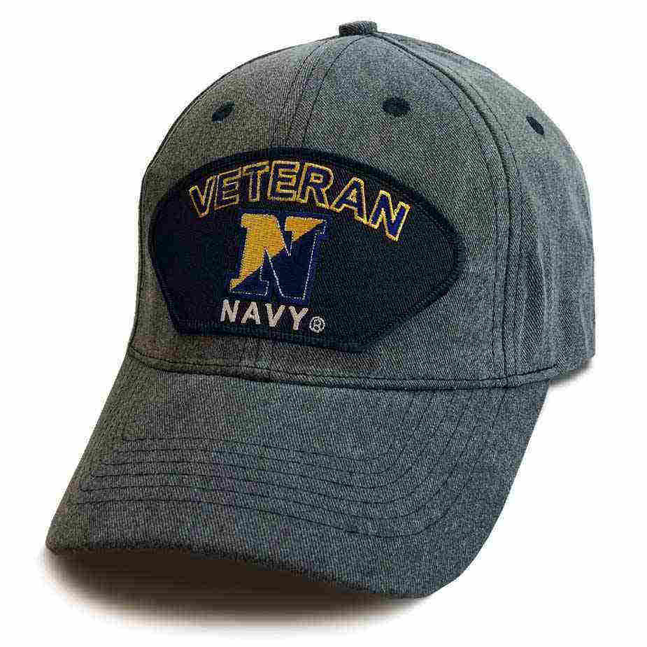 U.S. Navy Veteran w/ Blue Emblem -Vintage Blue Hat