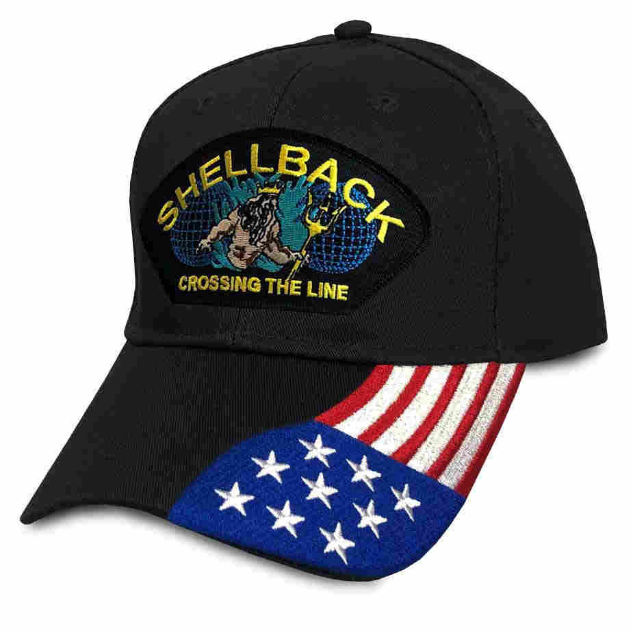 Navy Shellback Hat with Crossing The Line Text - Hat | VetFriends.com