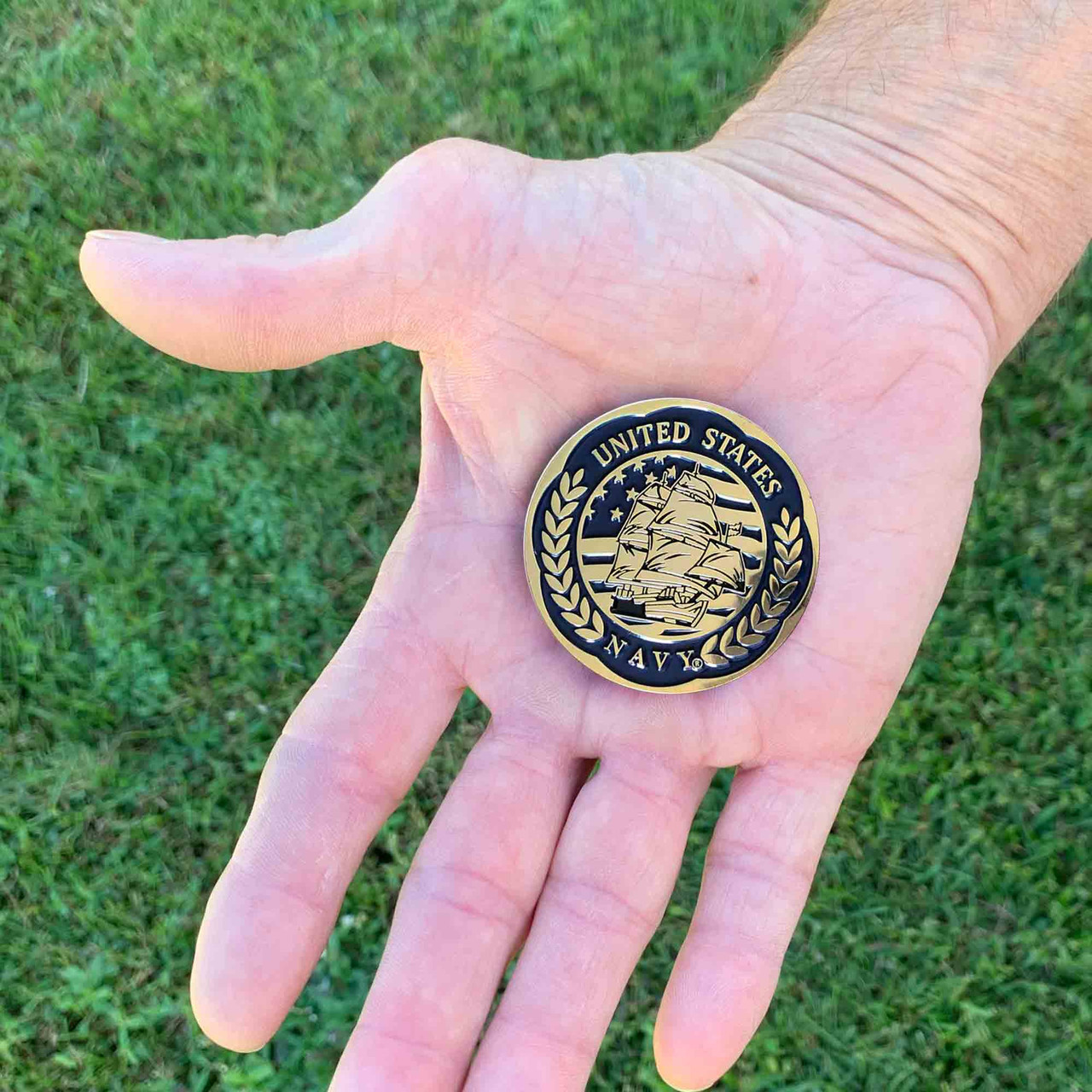 US Navy Challenge Coin with Anchor Graphic